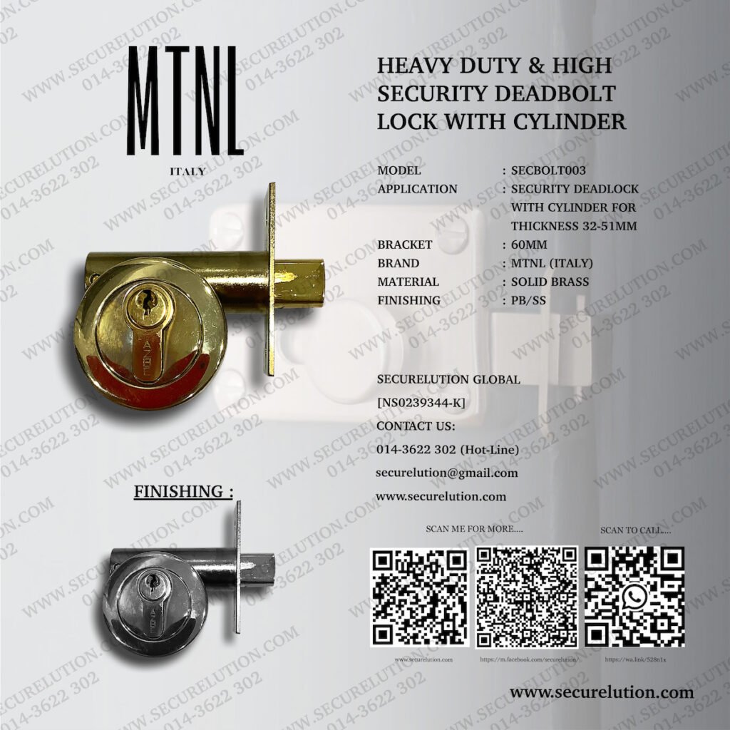 Securelution Global | Heavy Duty & High Security Deadbolt Lock With Cylinder