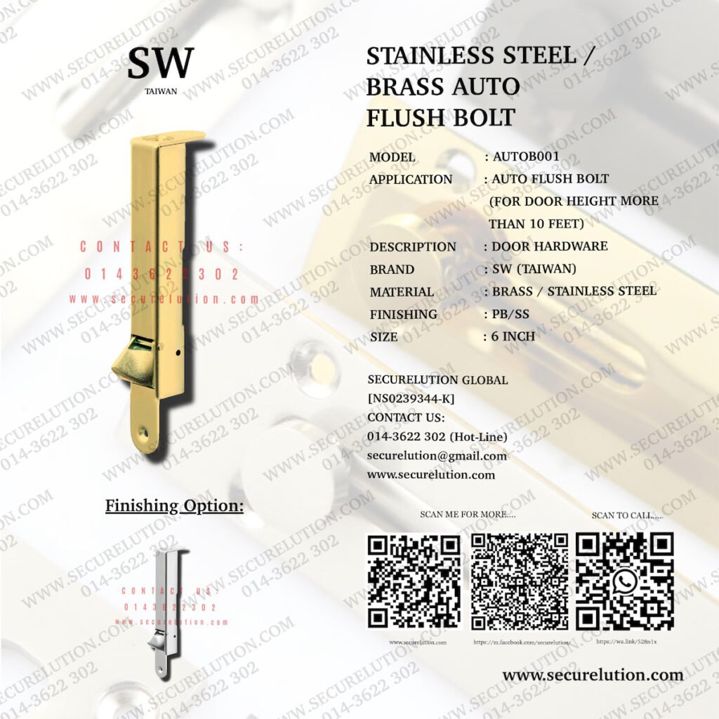 Securelution Global | Stainless Steel/Brass Auto Flush Bolt