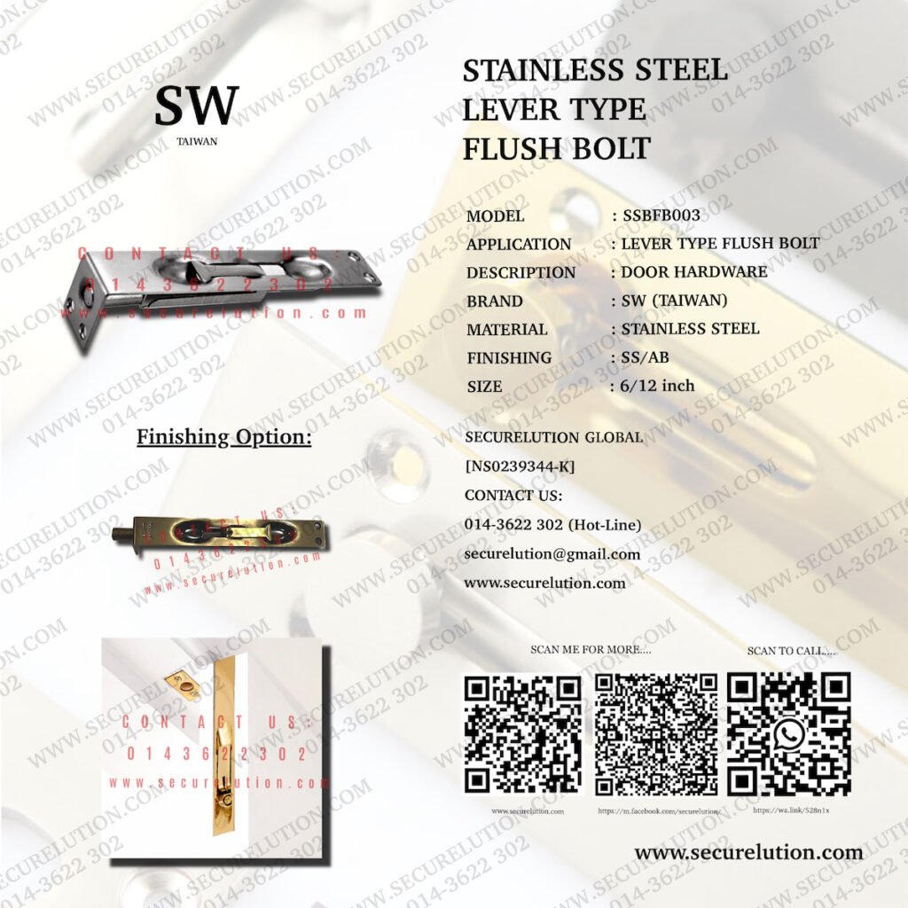 Securelution Global | Stainless Steel Level Type Flush Bolt