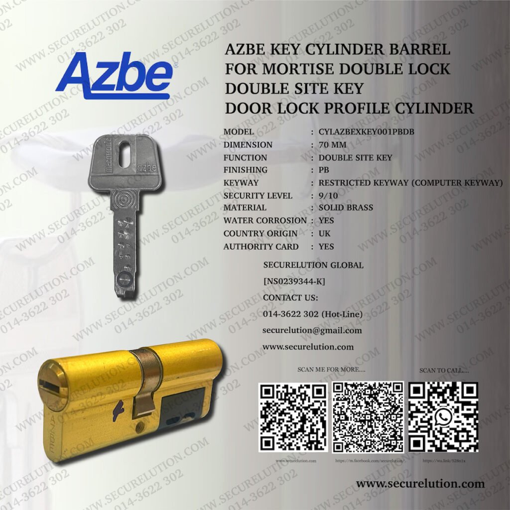 Securelution Global | AZBE Key Cylinder Barrel For Mortise Double Lock ...