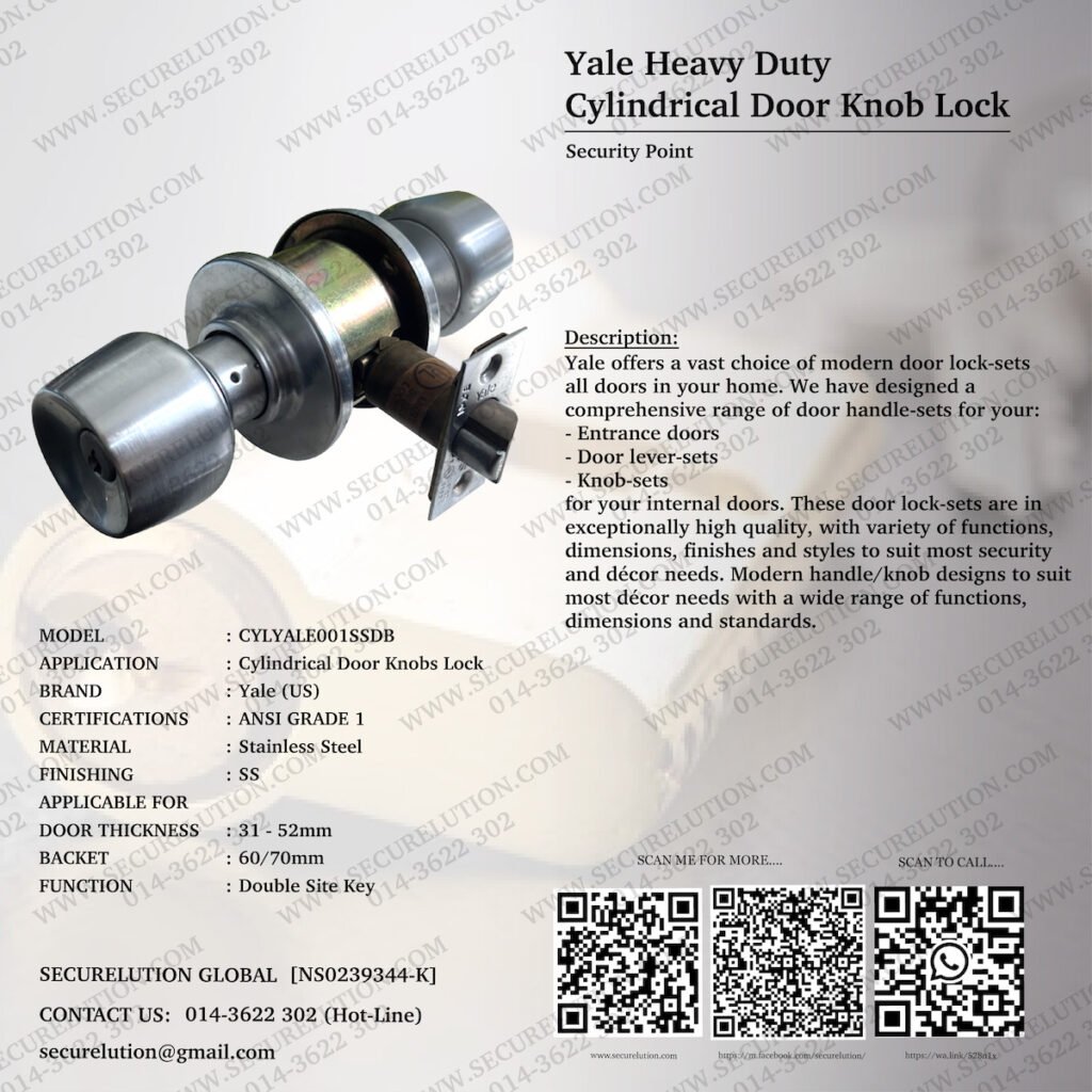 Securelution Global | Yale Heavy Duty Cylindrical Door Knob Lock