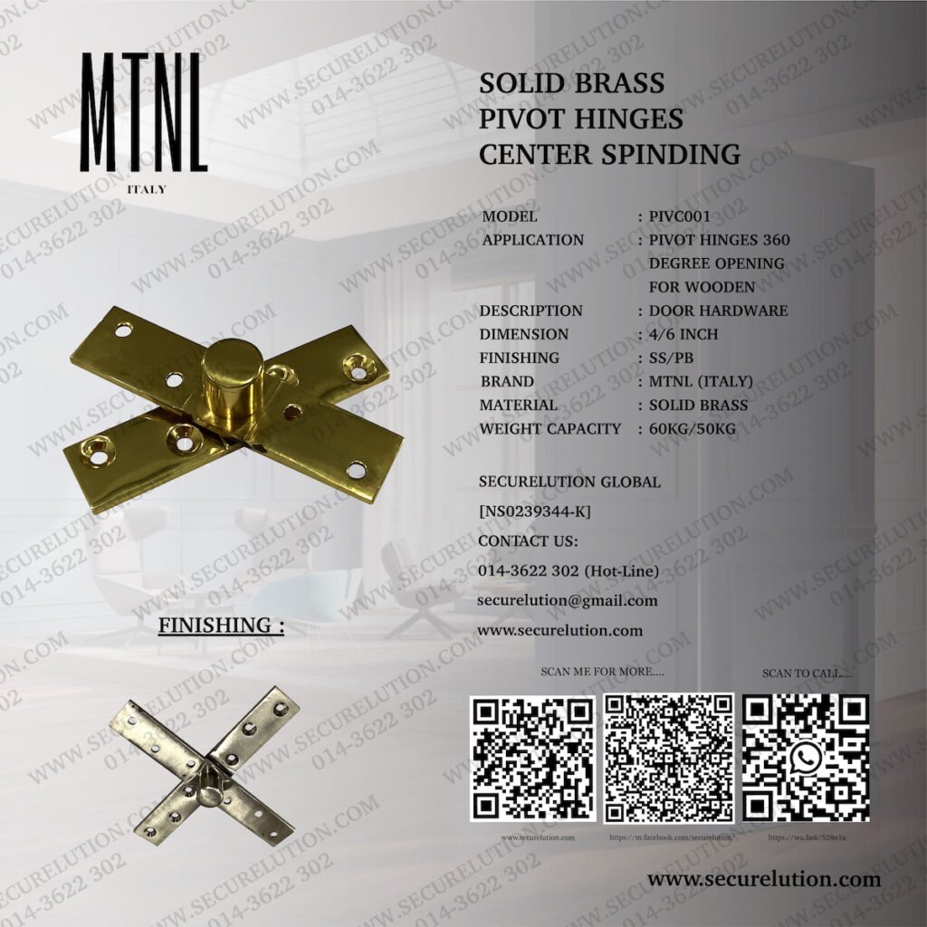 Securelution Global | Solid Brass Pivot Hinges Center Spinding