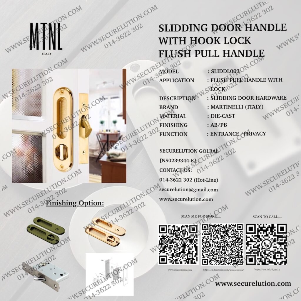 Securelution Global | Sliding Door Handle With Hook Lock Flush Pull Handle