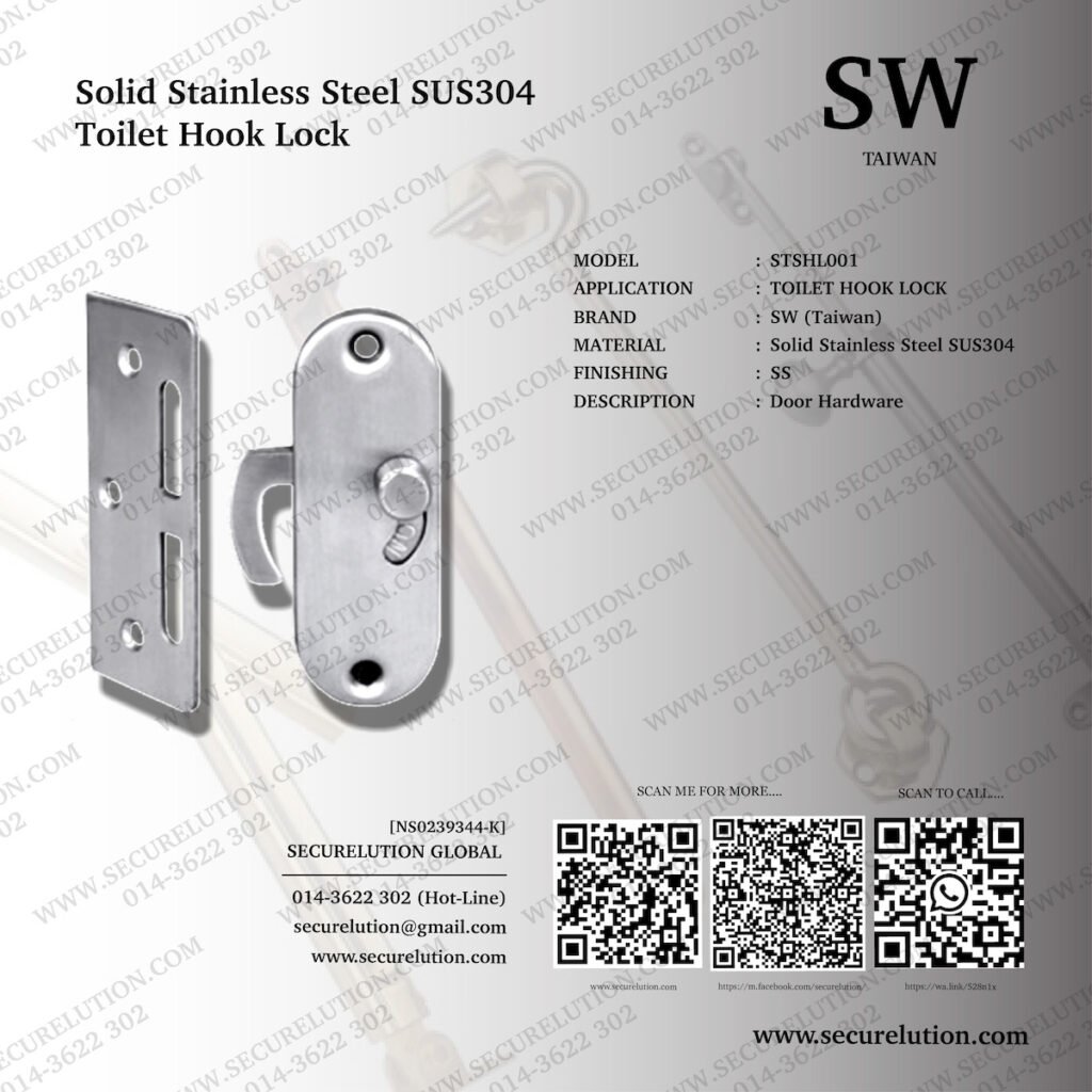 Securelution Global | Solid Stainless Steel SUS304 Toilet Hook Lock