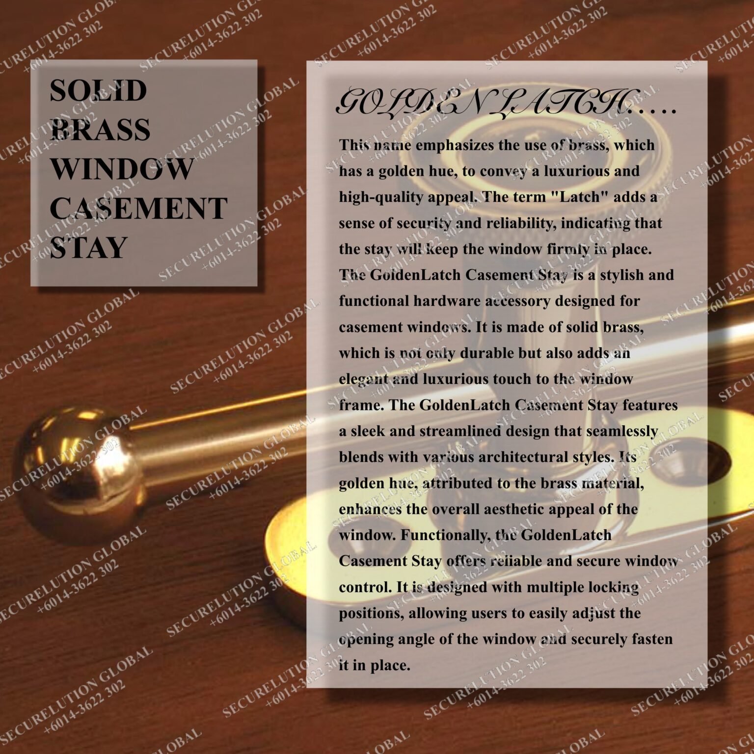 Securelution Global | Solid Brass Window Casement Stay